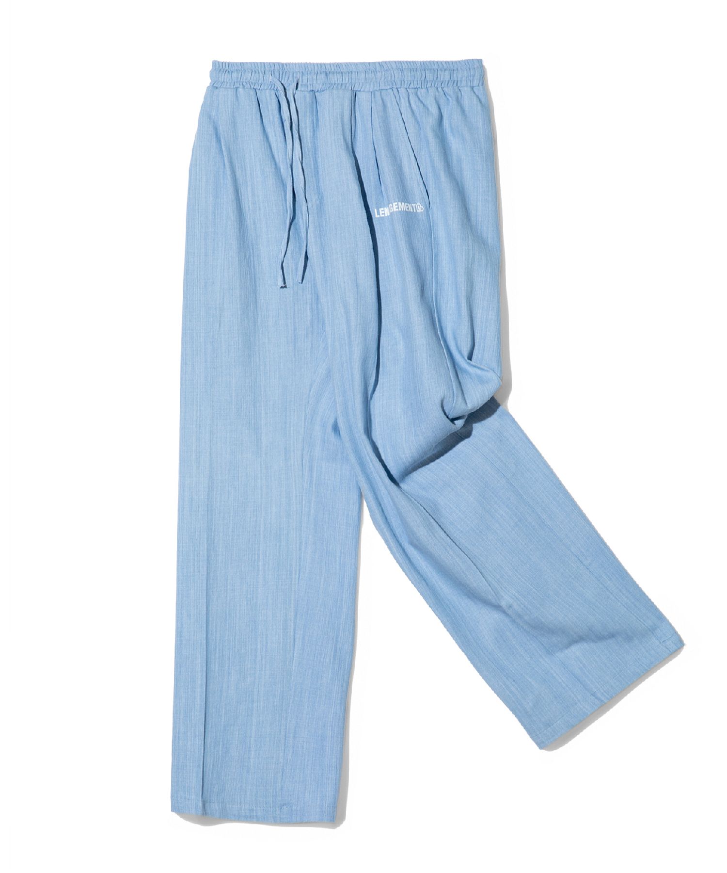 MUSINSA | LENGAGEMENT Two-Tuck Wide Banding Denim Slacks [Light Blue]