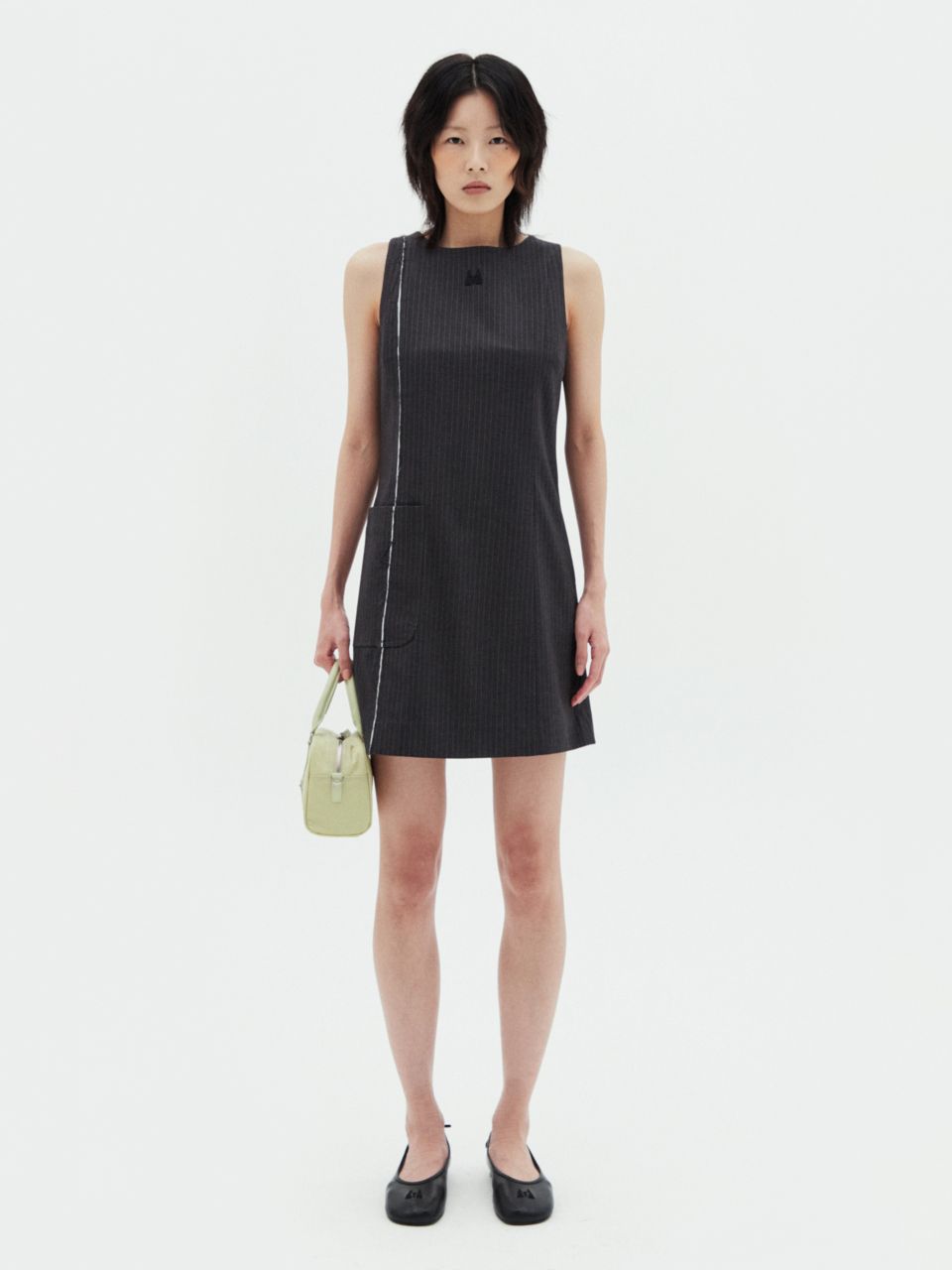 MUSINSA | MATIN KIM RAW DETAIL SLEEVELESS ONE PIECE IN DARK GRAY
