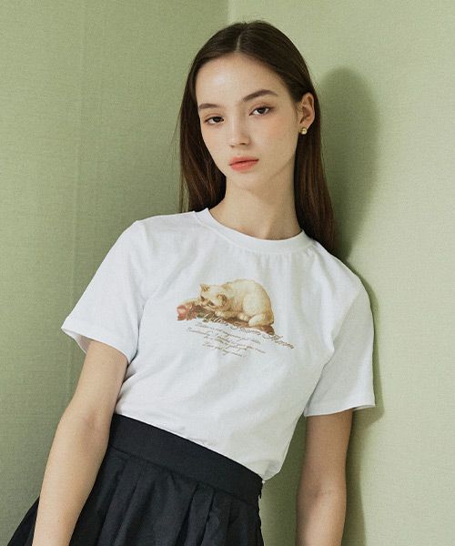MUSINSA公式 | LETTER FROM MOON KITTY LETTER T-SHIRT ( WHITE )