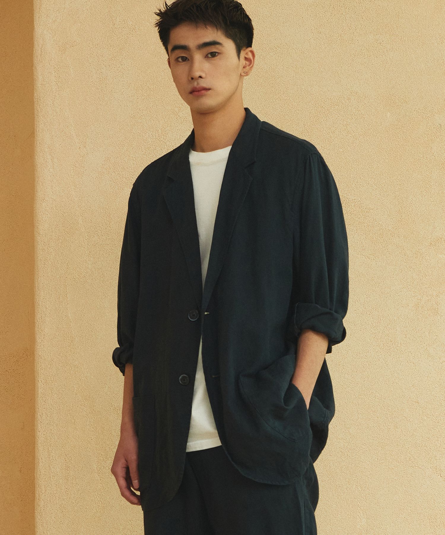 MUSINSA | BALLUTE ALL WEATHER JACKET (NAVY TENCEL LINEN)