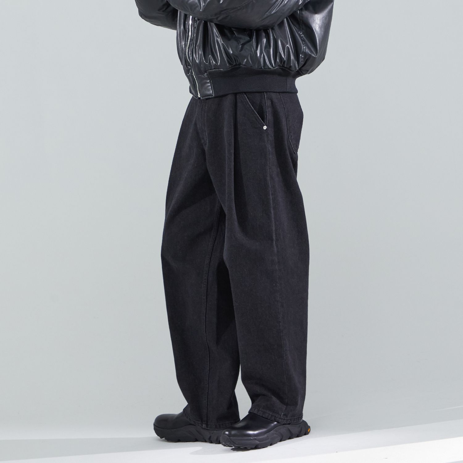 MUSINSA | EVENER Plank Wide Denim Pants_Black VN2DR001