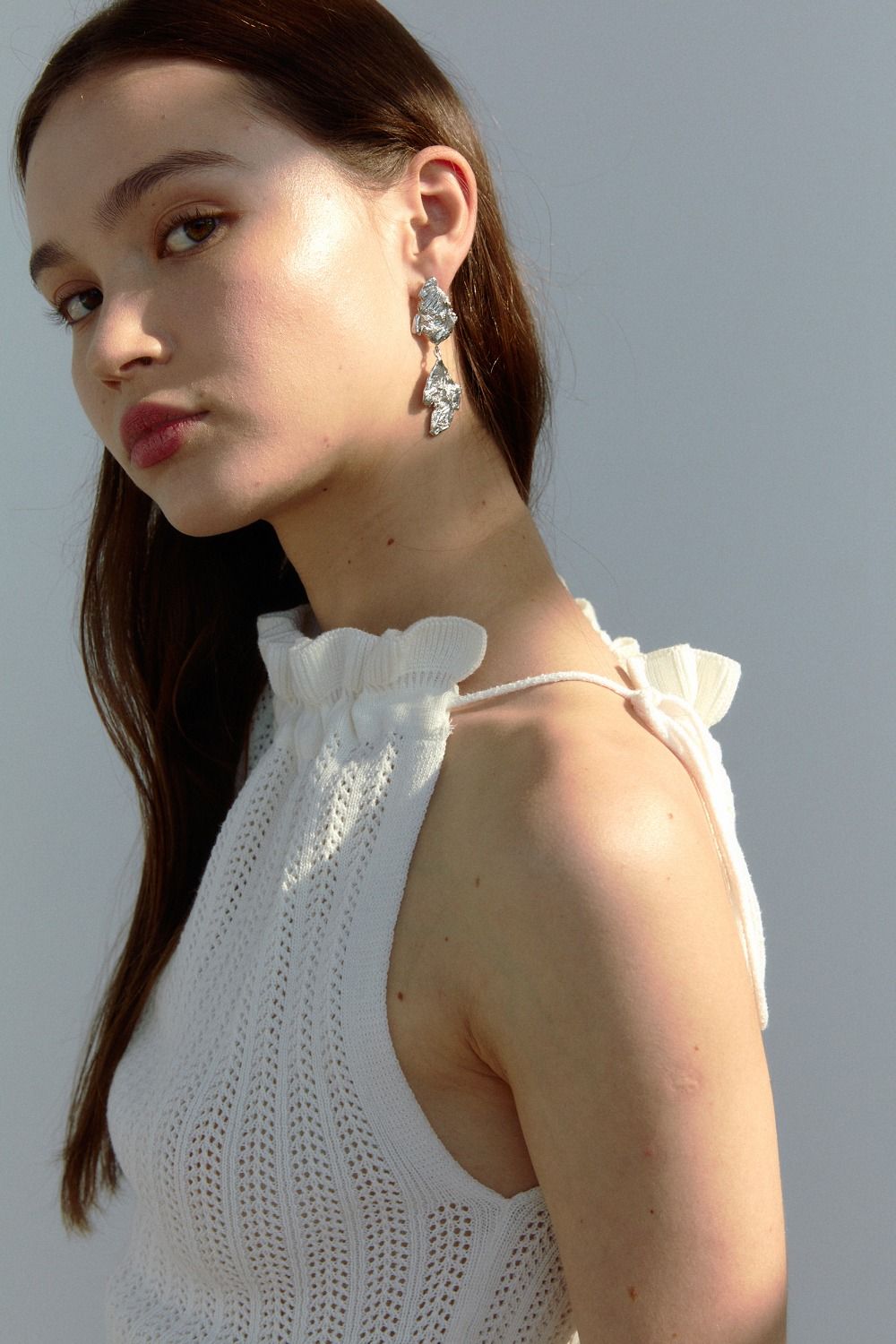 MUSINSA | SOFTSEOUL Net Knit Halter Neck Top [Ivory]