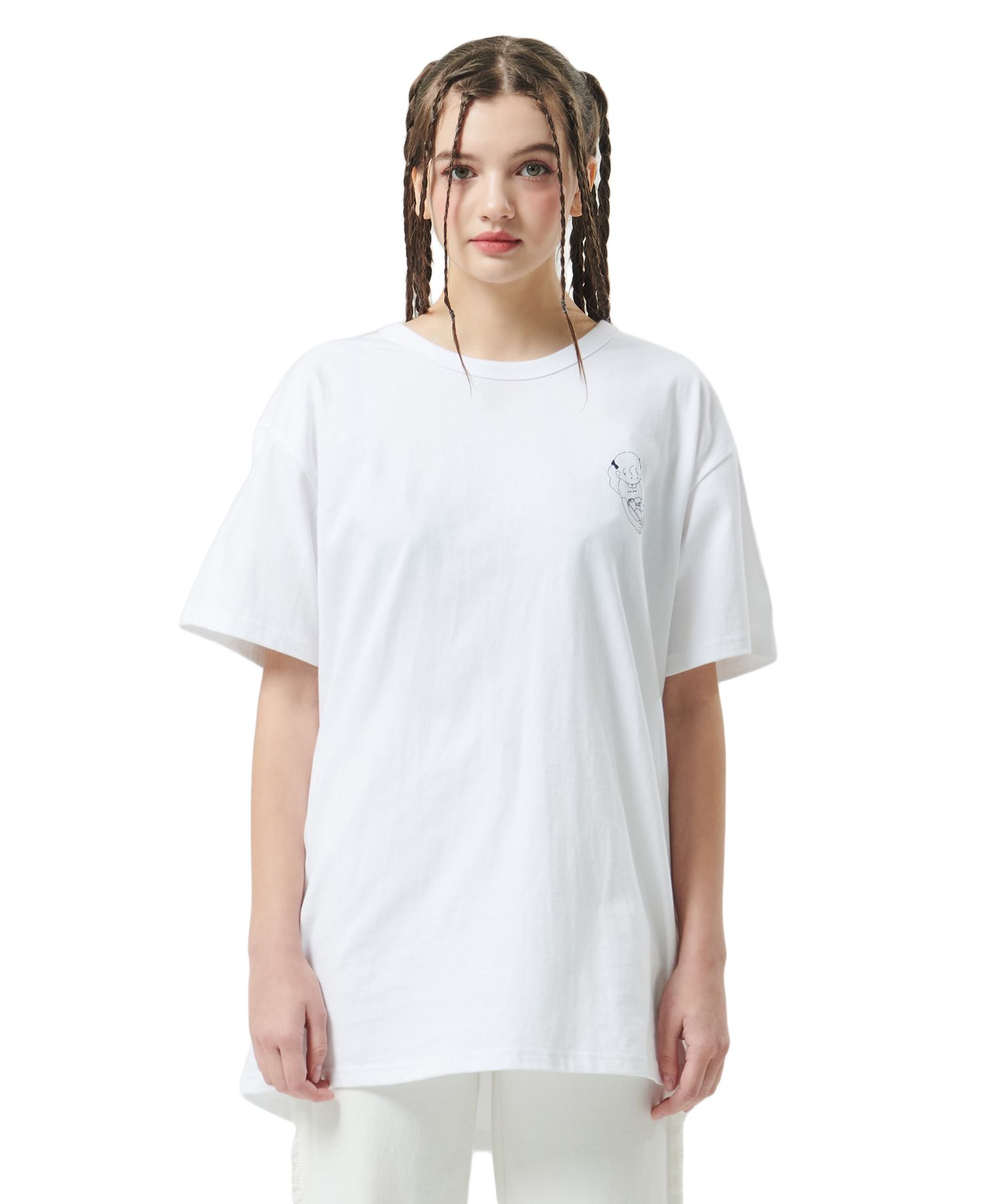 MUSINSA | ATTENTIONROW 22SS09WW005 WELCHS GIRLS DRAWING OVERSIZED SHORT SLEEVE T-SHIRT (WHITE)