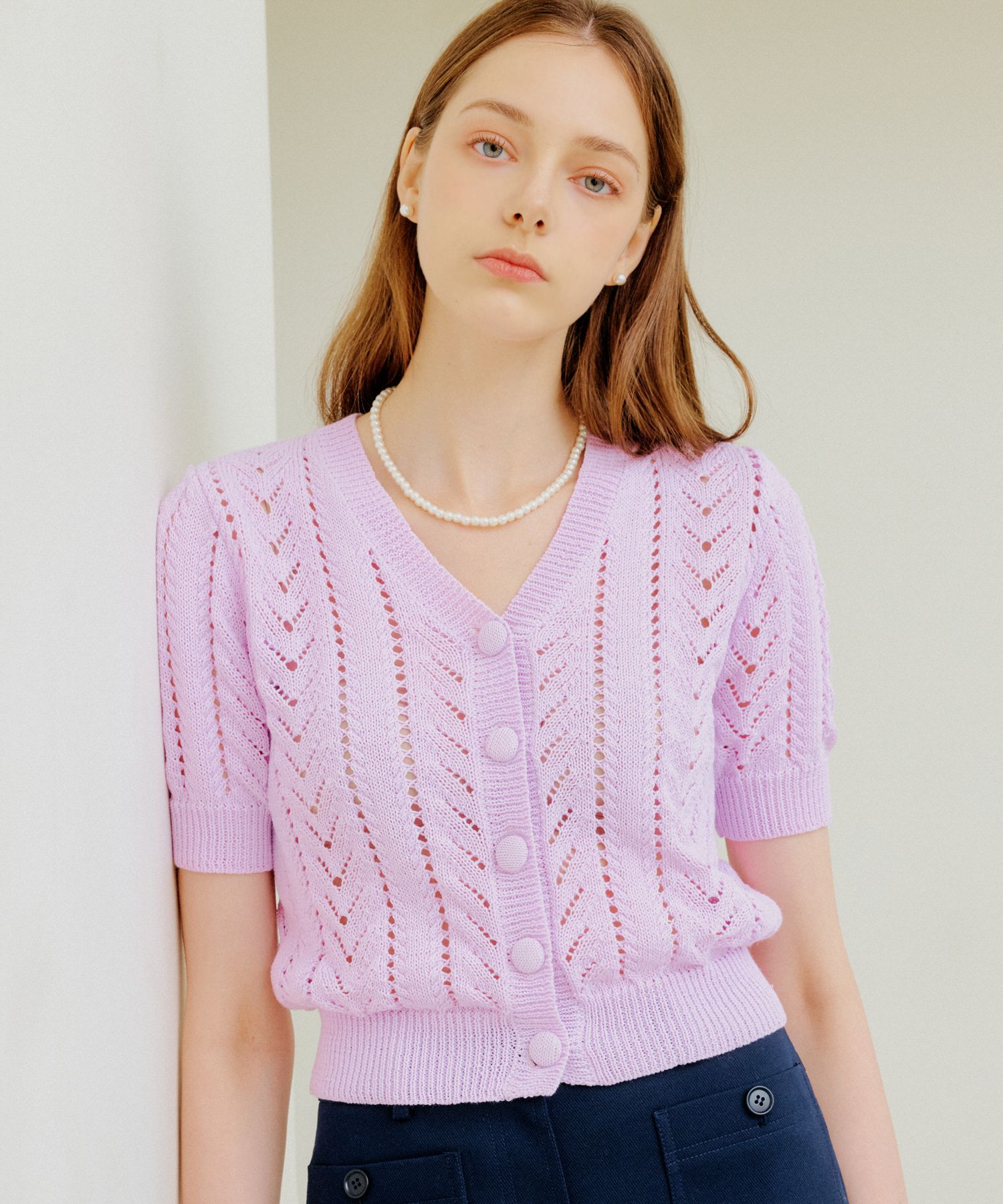 MUSINSA | LOOKAST Purple Kelly Crop Knit Cardigan / PURPLE KELLY CROP ...