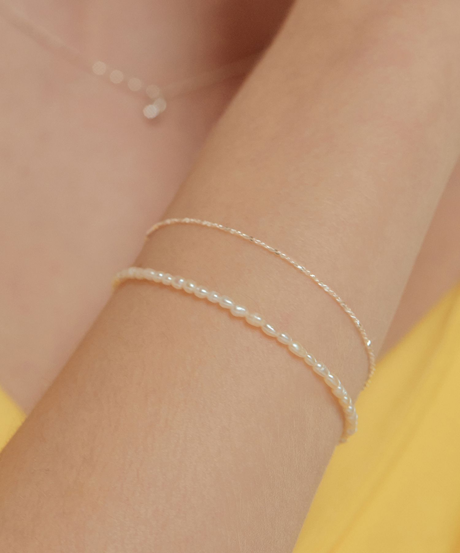 MUSINSA | TATIANA (Set) Pearl and Silver Chain Bracelet SE0163