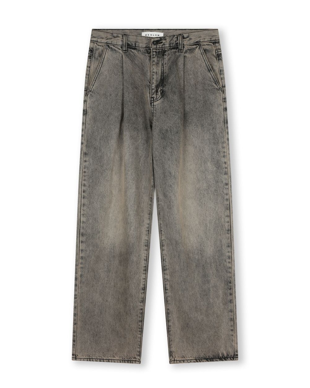 MUSINSA | BESLOW SAND WASHED ONE TUCK DENIM PANTS SAND BLACK