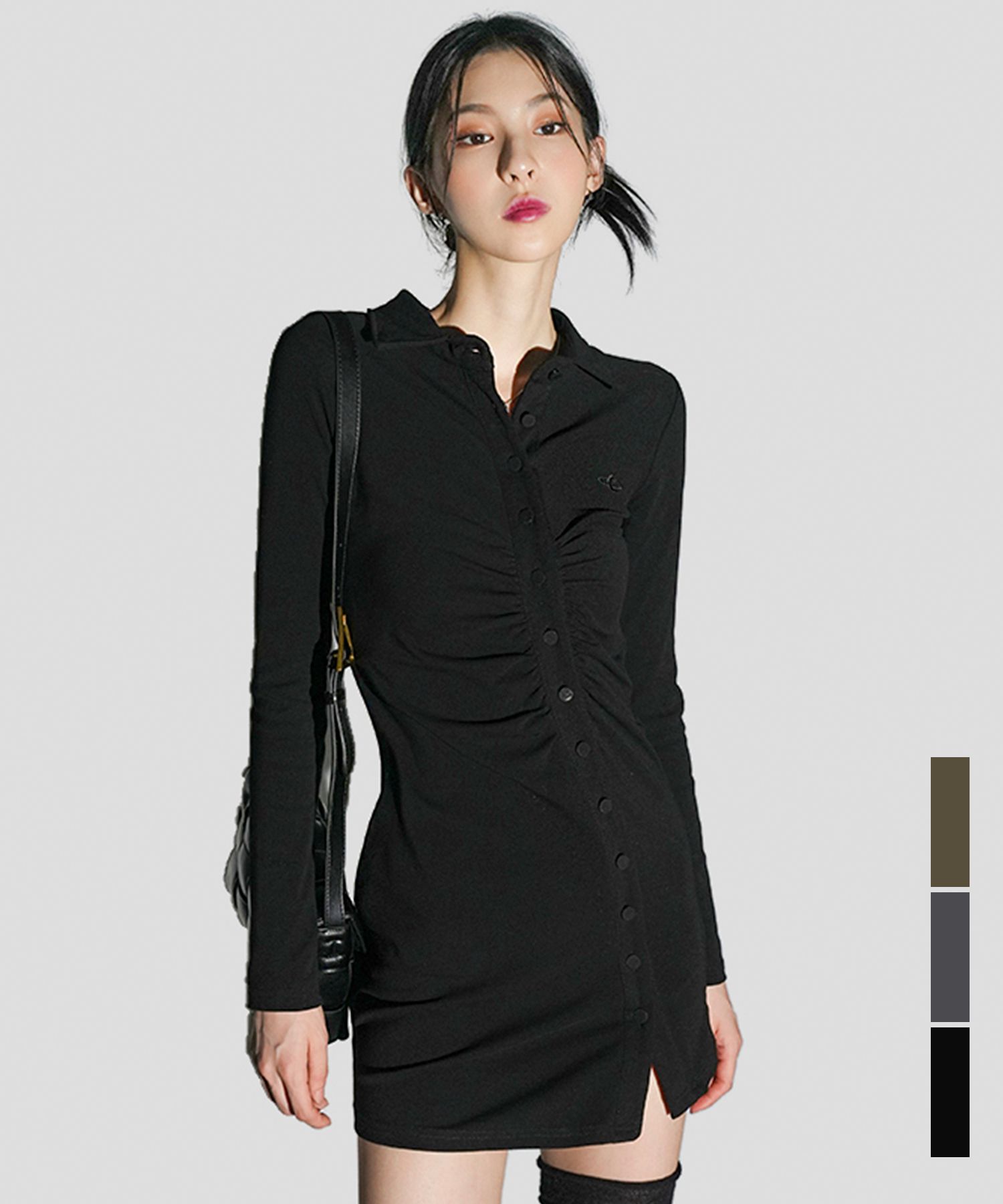 MUSINSA | AVANDRESS Diagonal Slim Dress - 3COL