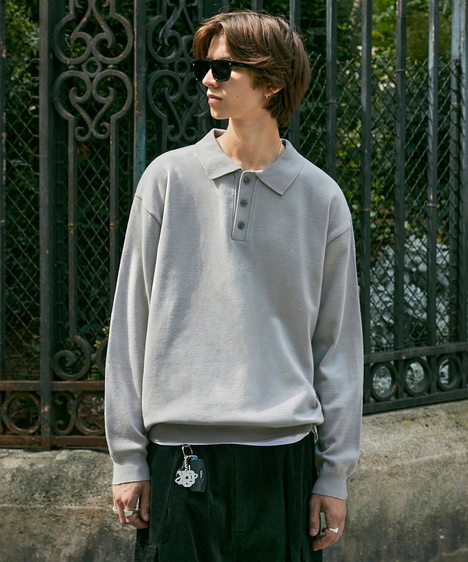 MUSINSA | MINIMALPROJECT Half Button Cara Knit MNT105 [GRAY]