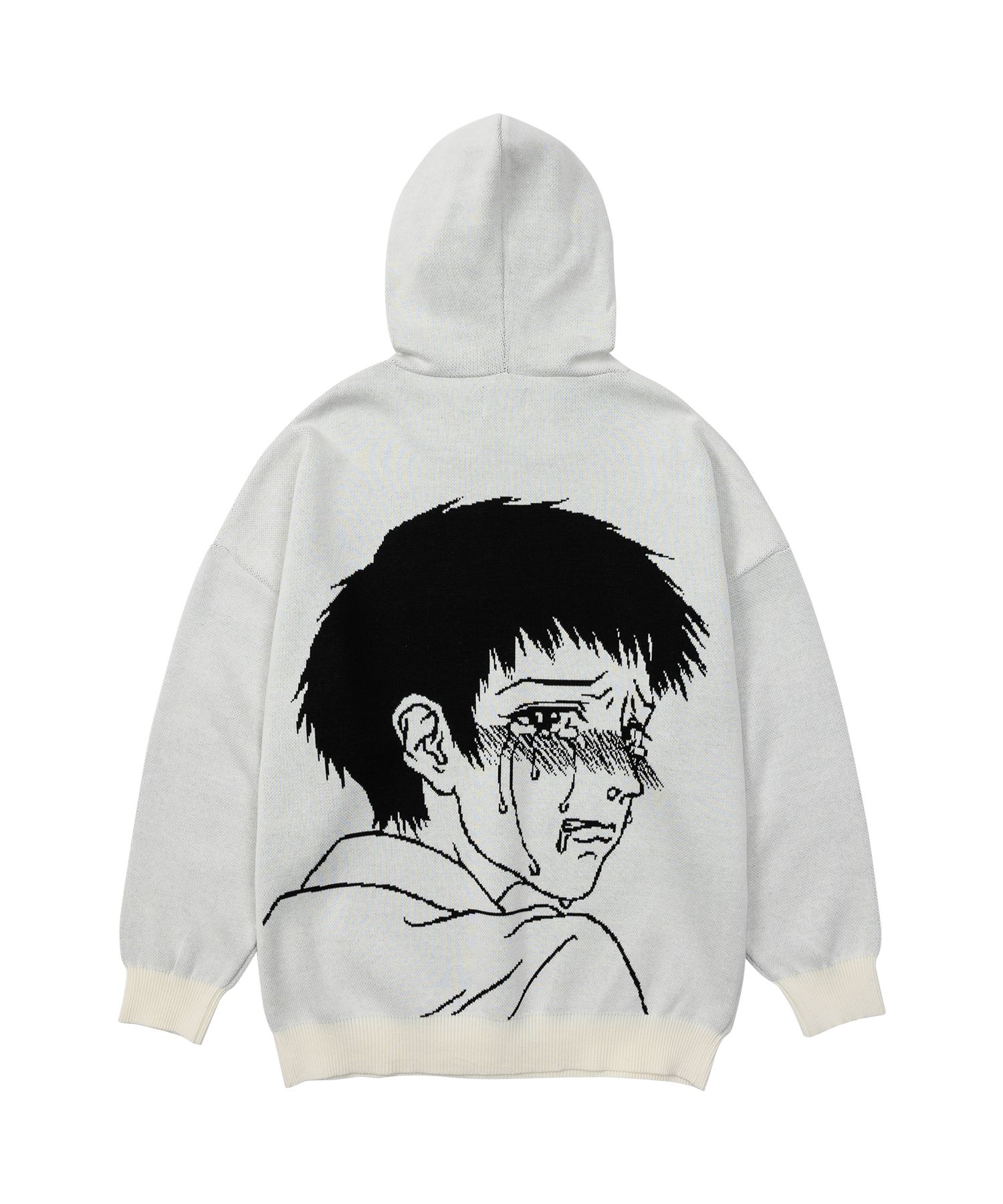 MUSINSA | AJOBYAJO Crying Boy Cotton Knit Hoodie [IVORY]