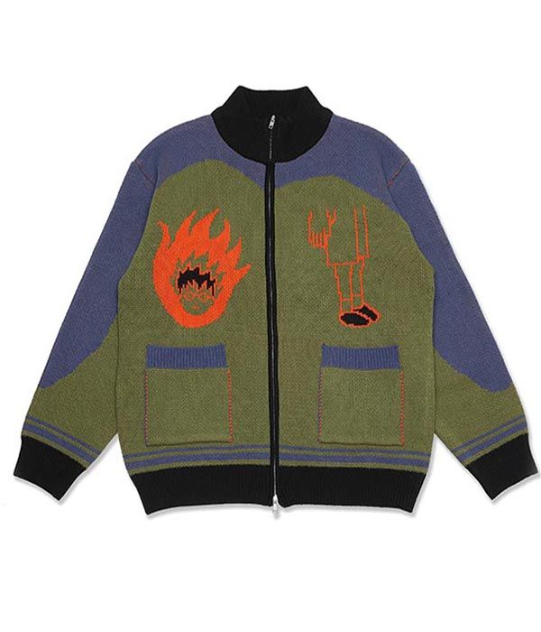 MUSINSA | YOUTHBATH Fire Knit Sweater Cardigan Jacket_Khaki