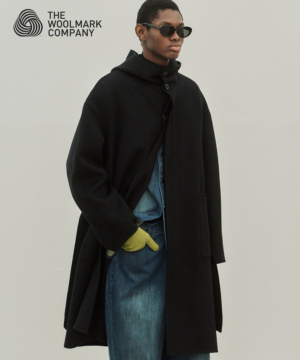 MUSINSA | NOIRER [Draw Fit X Neuer] Handmade Cashmere Loose-fit Hooded Coat