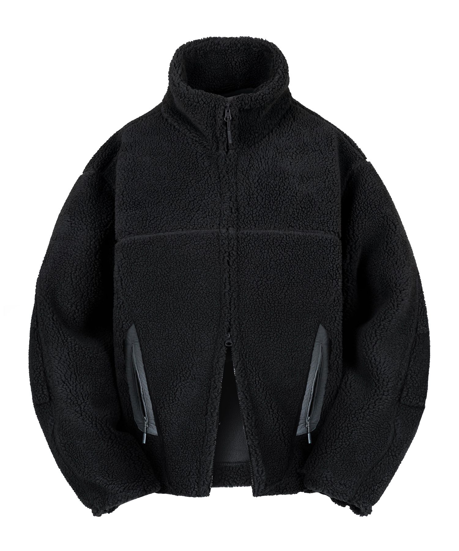 MUSINSA | Codegraphy Heavy Faux Cut Utility Fleece Jumper_Black