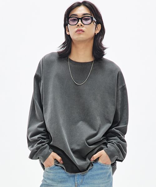 MUSINSA | SOVERMENT 460G CUT HEAVY PIGMENT LONG SLEEVE-CHARCOAL-