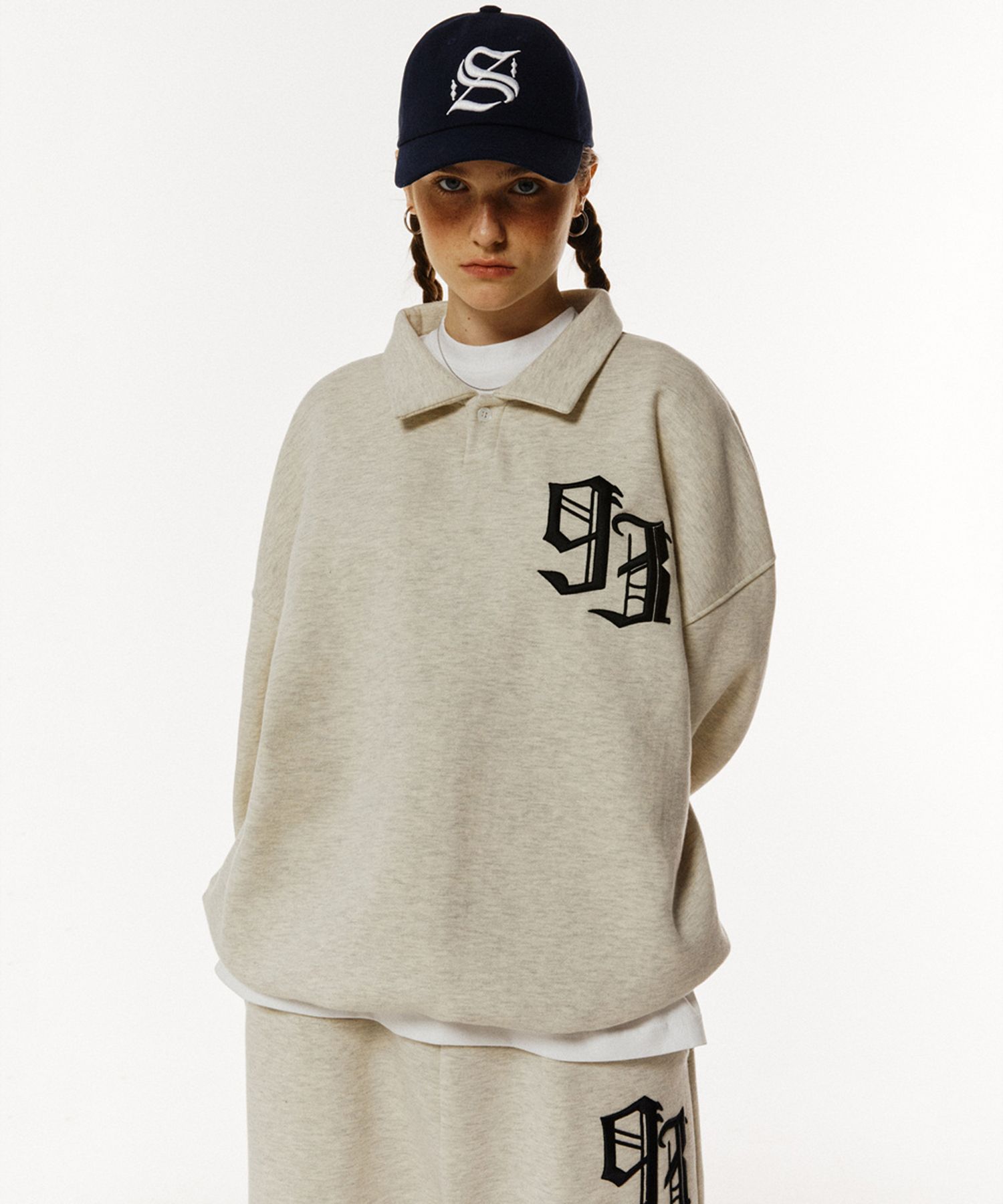 MUSINSA | 1993STUDIO 93 Logo Rugby Sweatshirt_Oat Beige