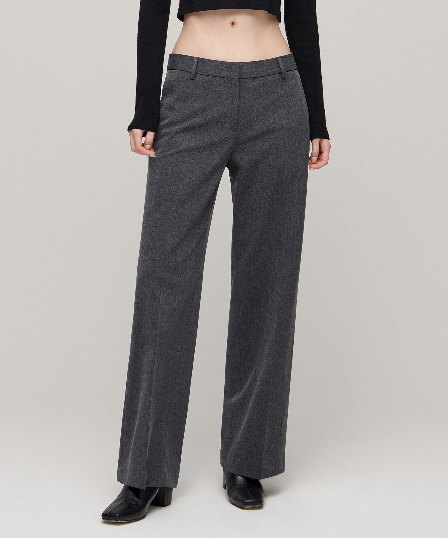 MUSINSA | MUSINSA STANDARD WOMAN Women's Low Rise Wide Slacks [Medium Gray]