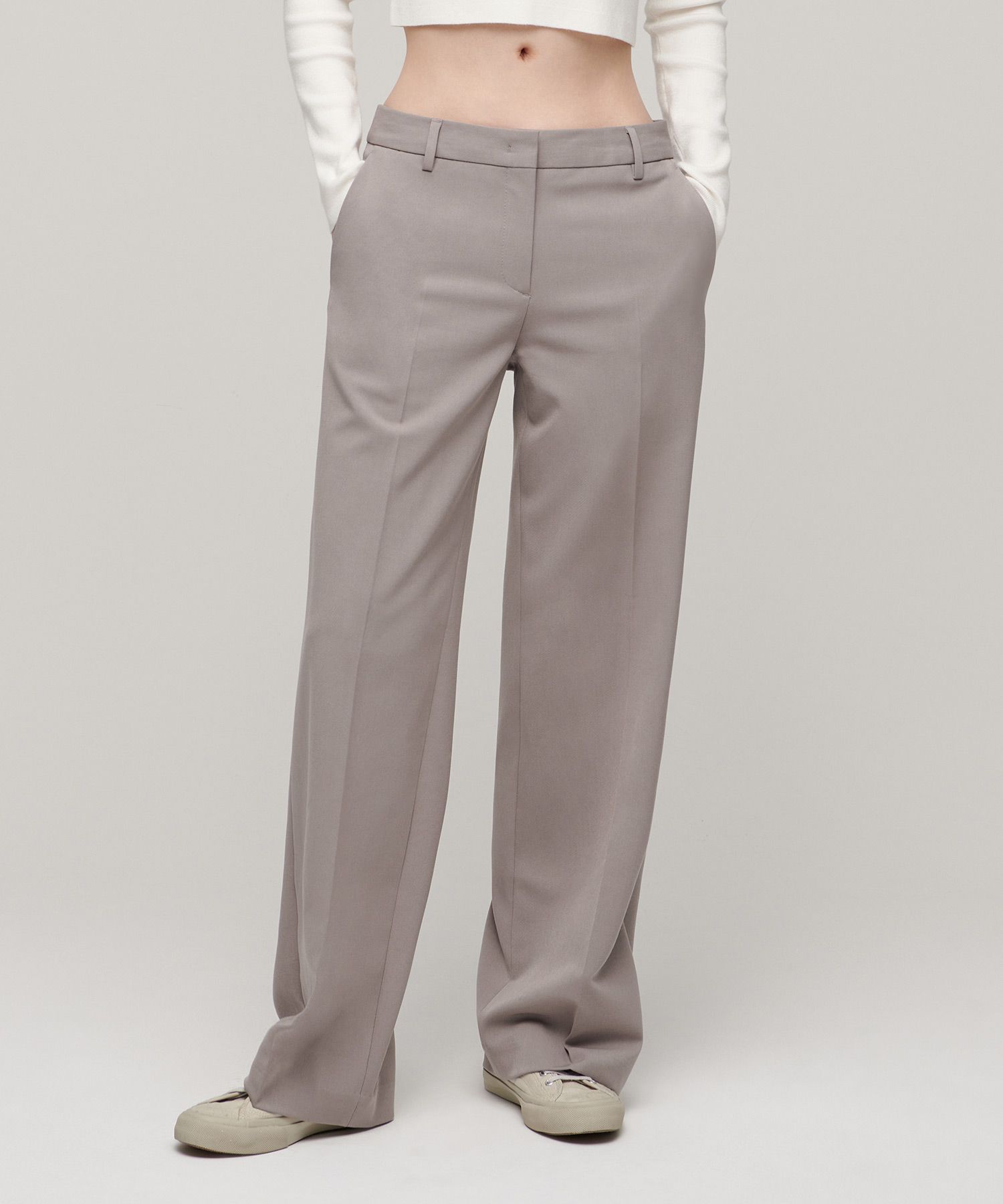 MUSINSA | MUSINSA STANDARD WOMAN Women's Low Rise Wide Slacks [Greyish ...