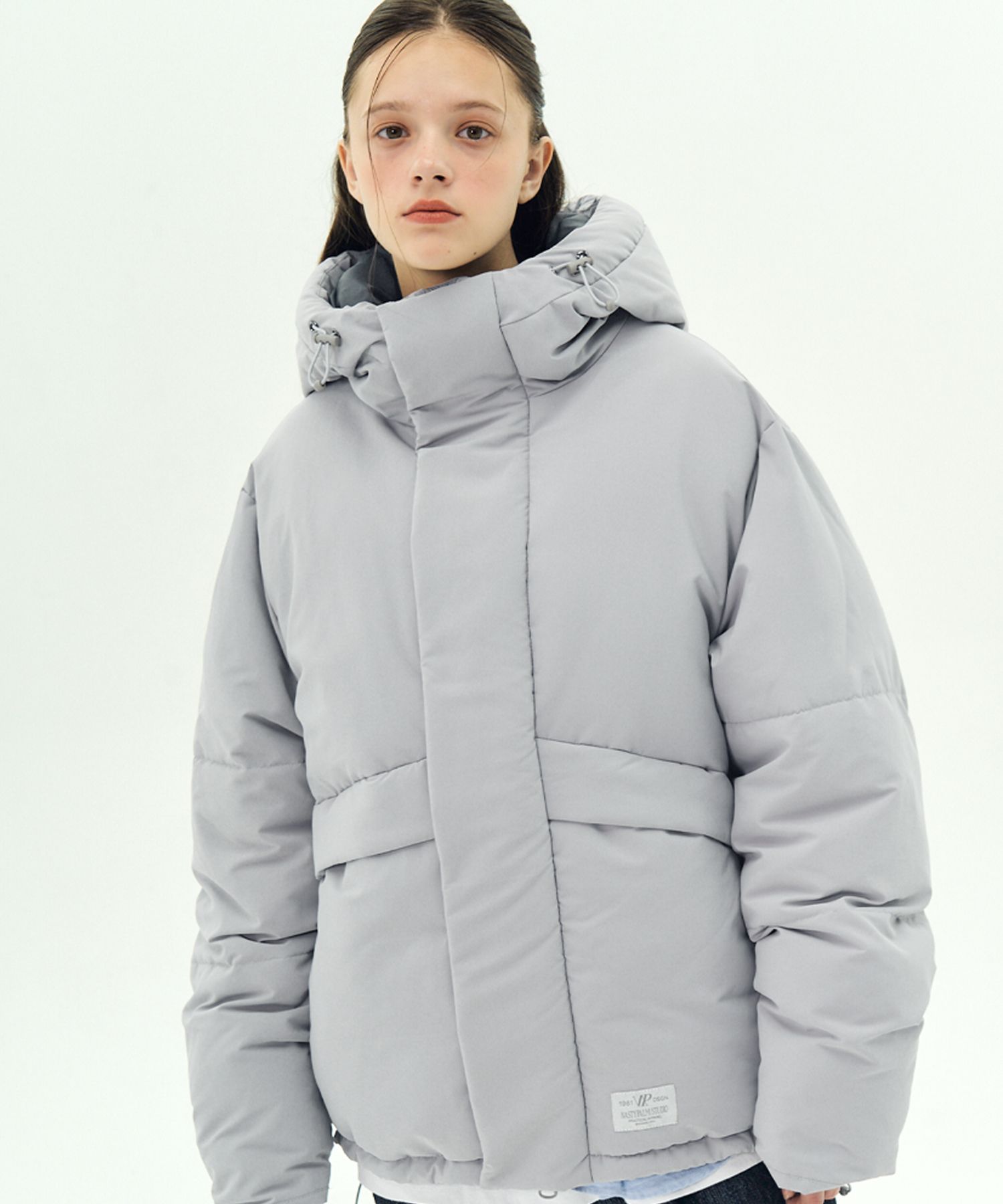 MUSINSA | NP STUDIO Alpine high neck collar puffer short padding gray