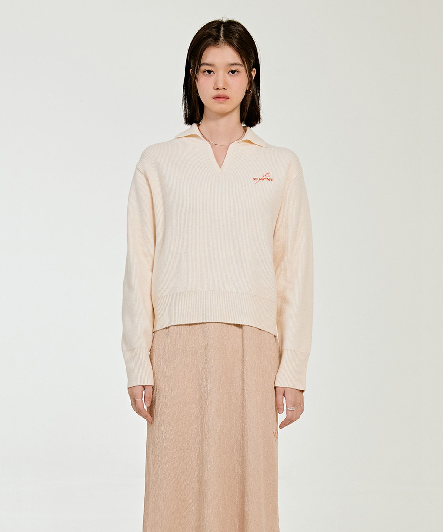 MUSINSA | STUMPYNEE NEEDLE COLLAR KNIT_IVORY