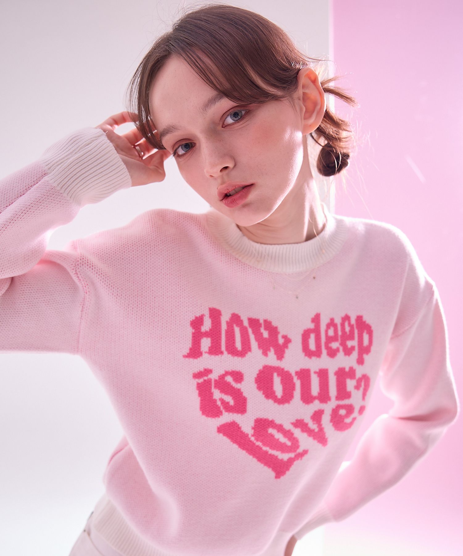 MUSINSA | LUV IS TRUE MV LOVE KNIT_BABY PINK