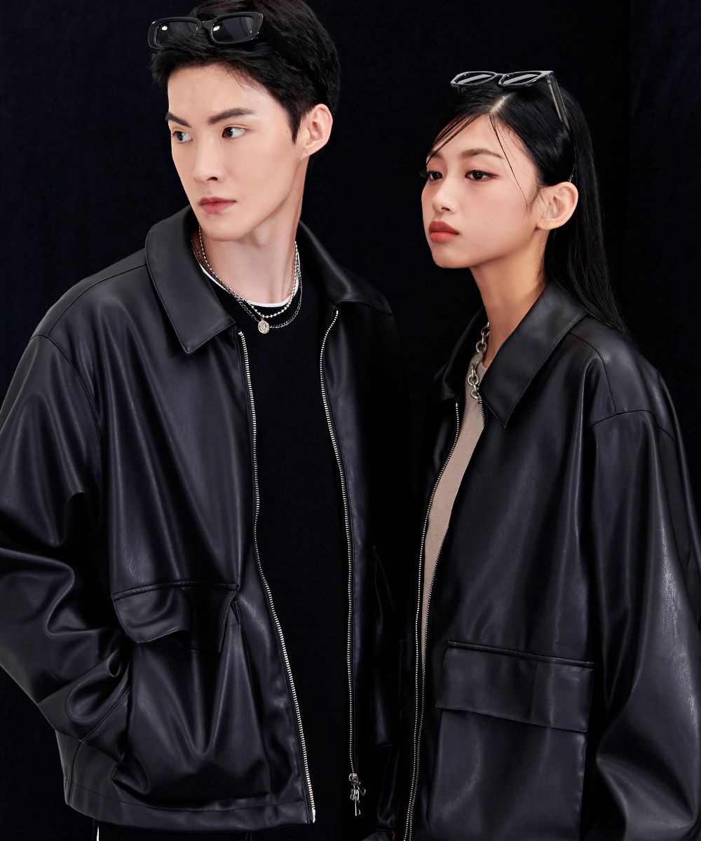 MUSINSA | CHASECULT Men's vegan leather blouson jacket-BFPK4911C03