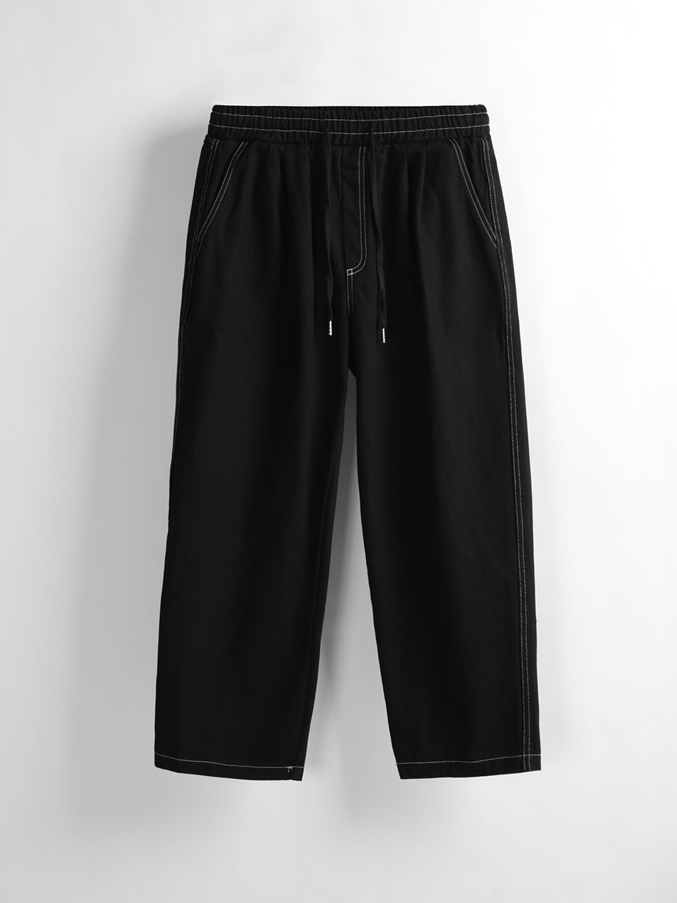 MUSINSA | THAT'S IT Cachion Washing Two-Tuck Tapered Wide Pants_Black