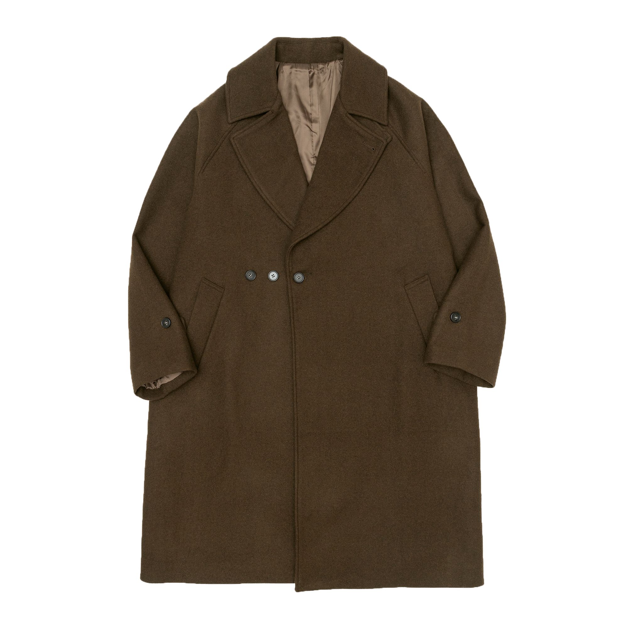 MUSINSA | MOAA Wool Over Three Button Double Coat (DEEP BROWN)
