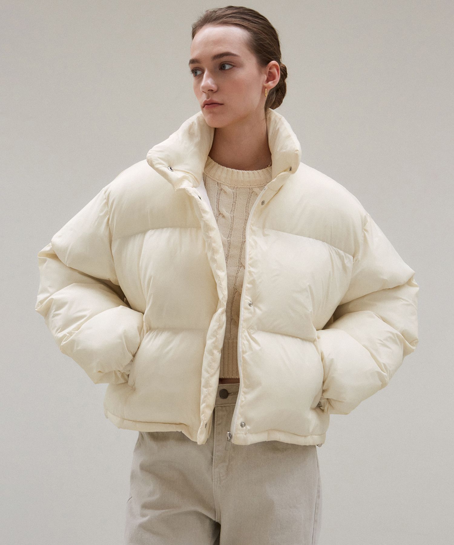 MUSINSA | NICK&NICOLE PUFFER HIGH NECK SHORT PADDING_CREAM