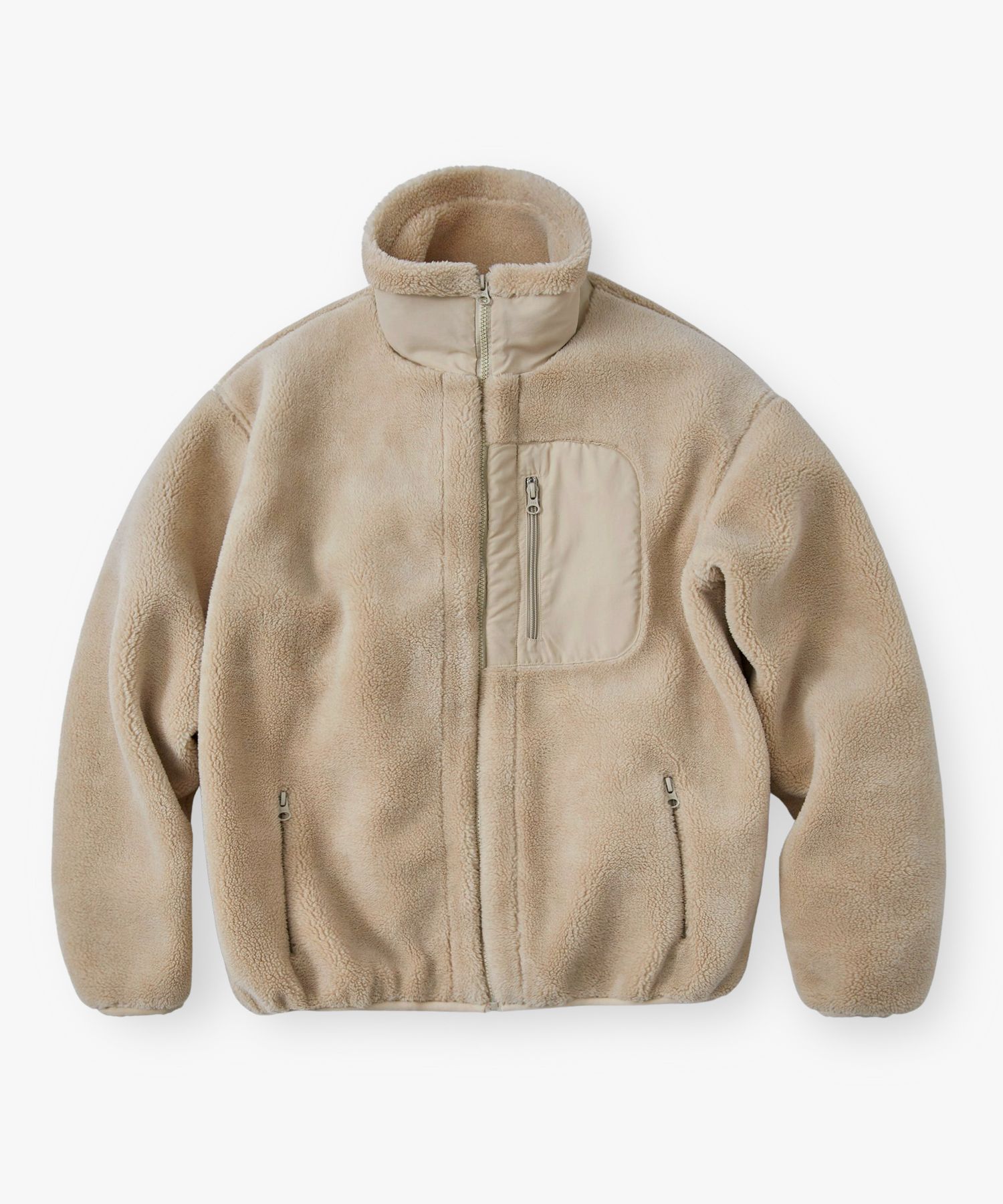 MUSINSA | LAFUDGESTORE Staple Fleece Fleece Zip-Up Jacket_Warm Beige