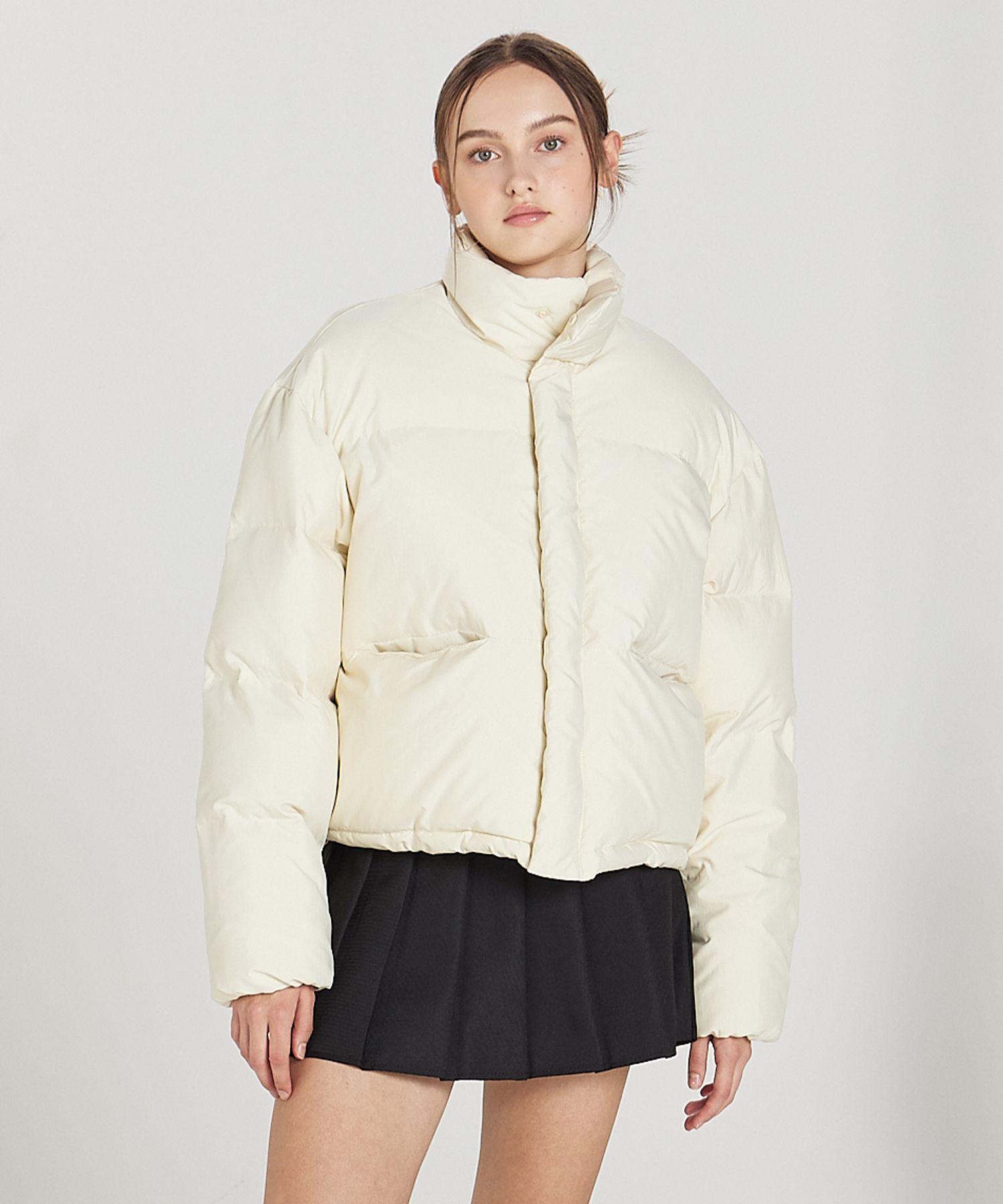 MUSINSA | AWESOME STUDIO Women's Duck Down Short Padded Puffer Ivory