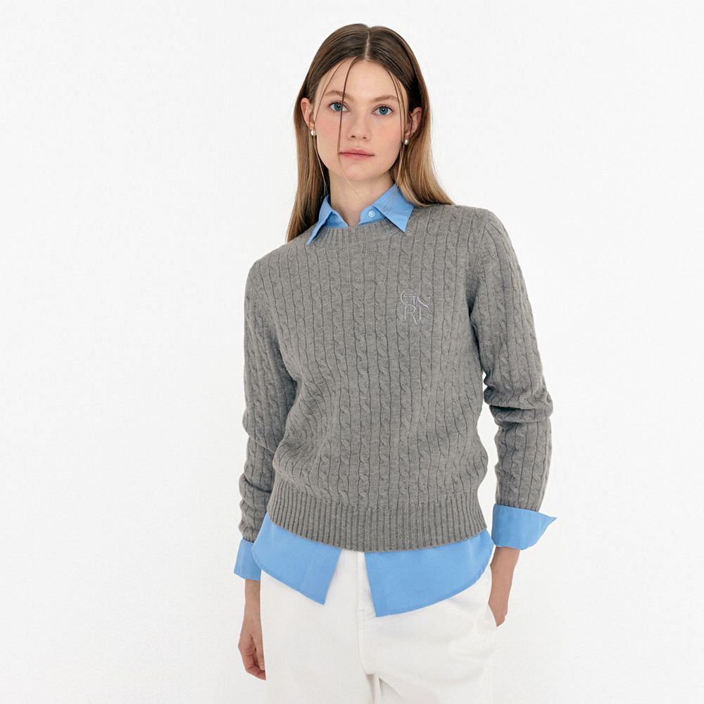 MUSINSA | GENERAL IDEA WOMAN GNRL Cable Pullover [GREY] / WBC1L05507