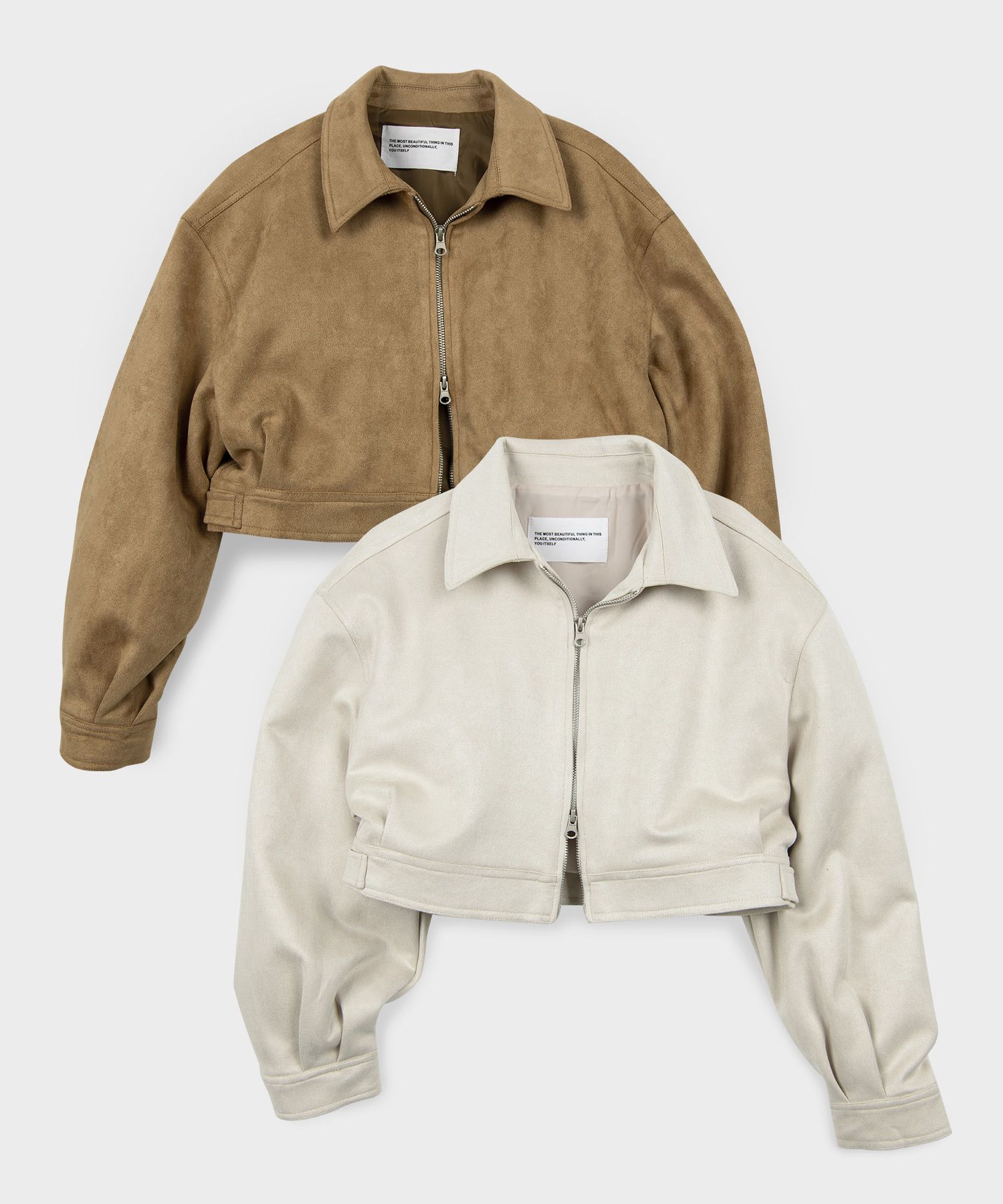 MUSINSA | PLACE STUDIO Vegan Suede Crop Single Zip-up Trucker Jacket Jumper