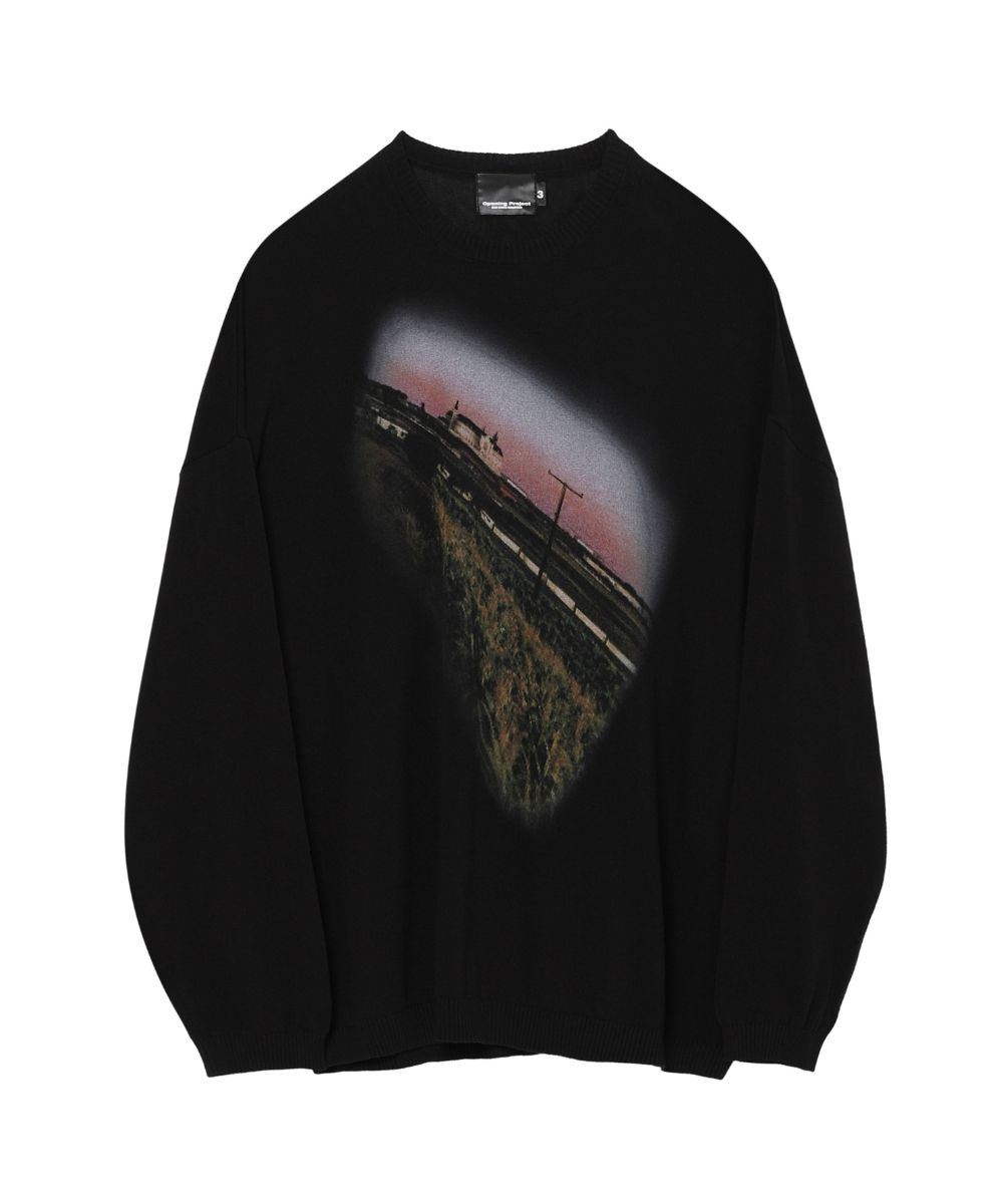 MUSINSA公式 | OPENING PROJECT Sunset Glow Print Knit - Black
