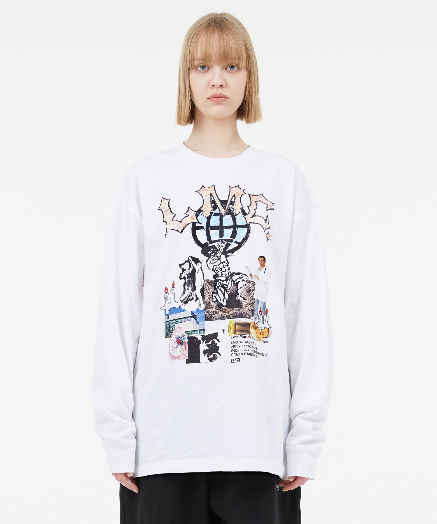 MUSINSA公式 | LMC RISE LONG Sleeve T-Shirt White