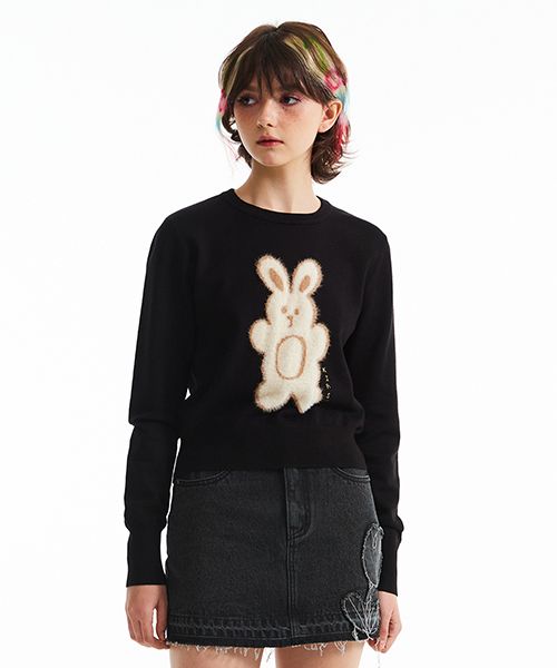 MUSINSA公式 | KIRSH Witty Bunny Point Knit [Black]