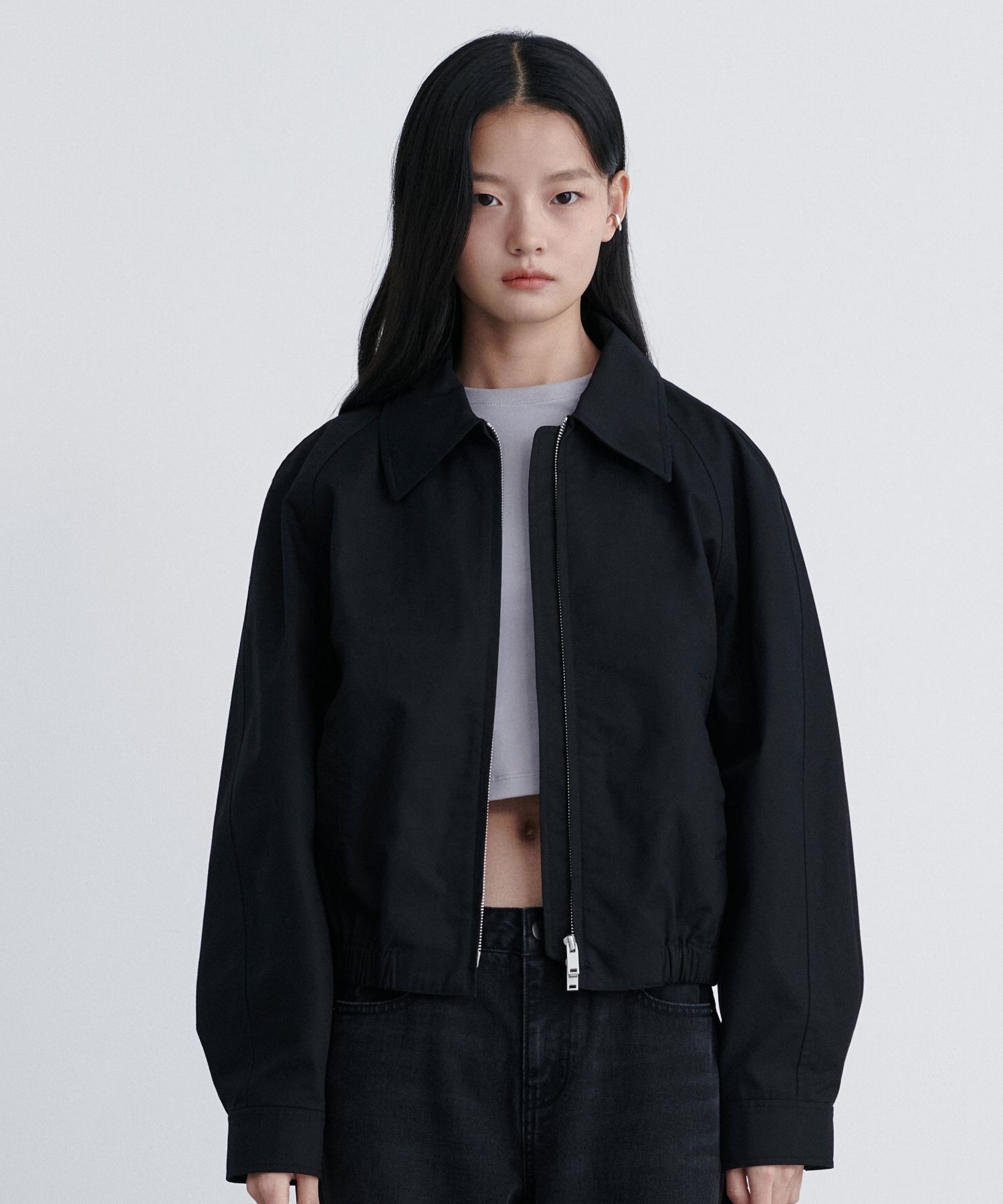 MUSINSA公式 | MUSINSA STANDARD WOMAN Women's Cotton Blue Jacket [Black]