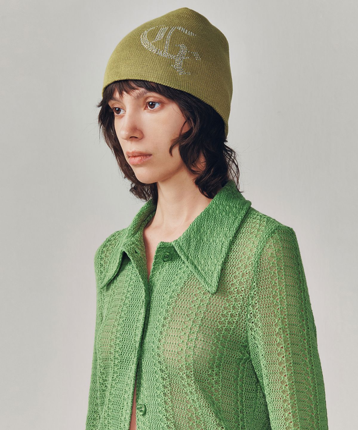 커렌트(CURRENT) SYMBOL LOOSE FIT BEANIE [OLIVE GREEN] - 사이즈 & 후기 | 무신사