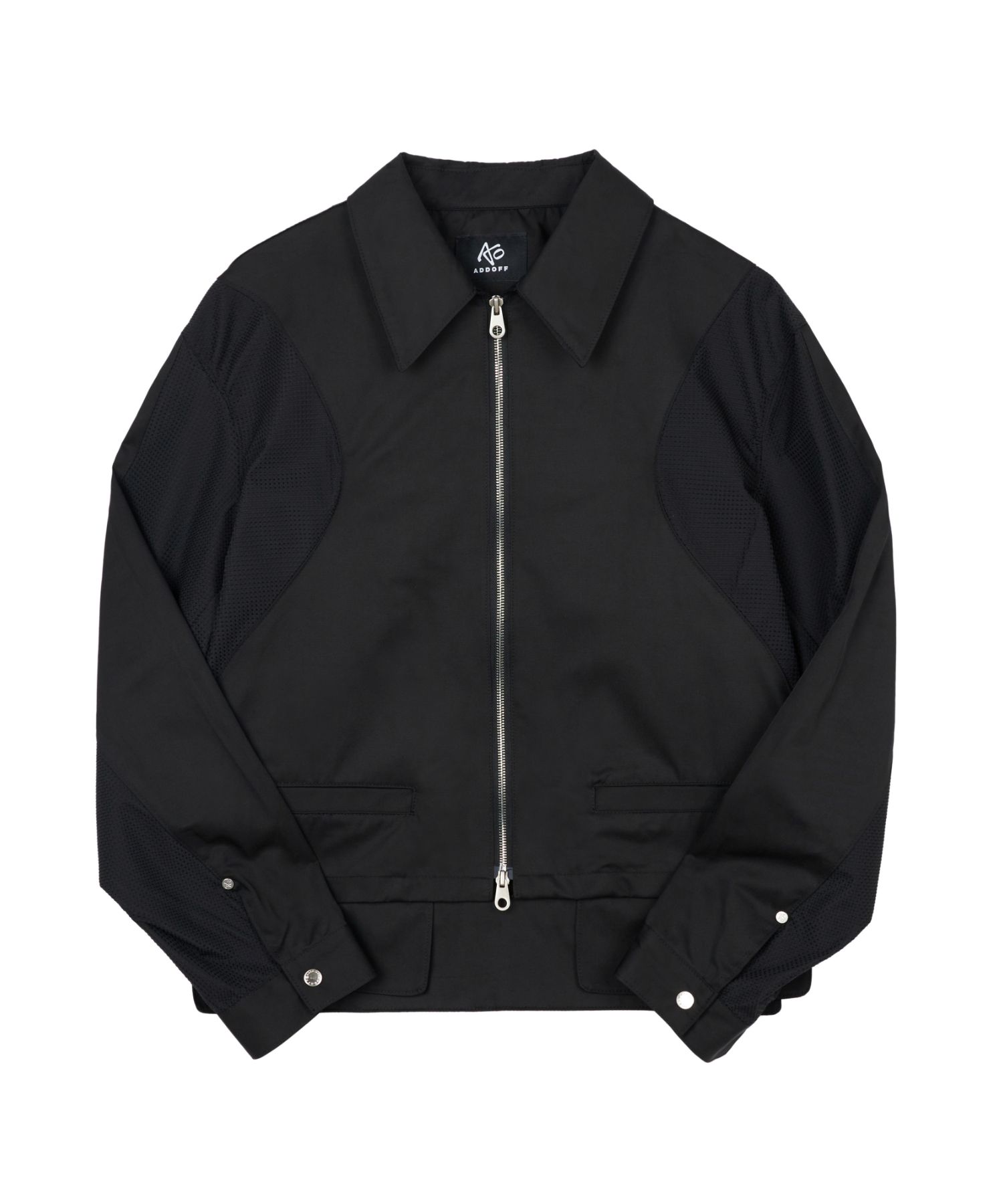 MUSINSA | ADDOFF EMBO PANEL CROP JACKET BLACK