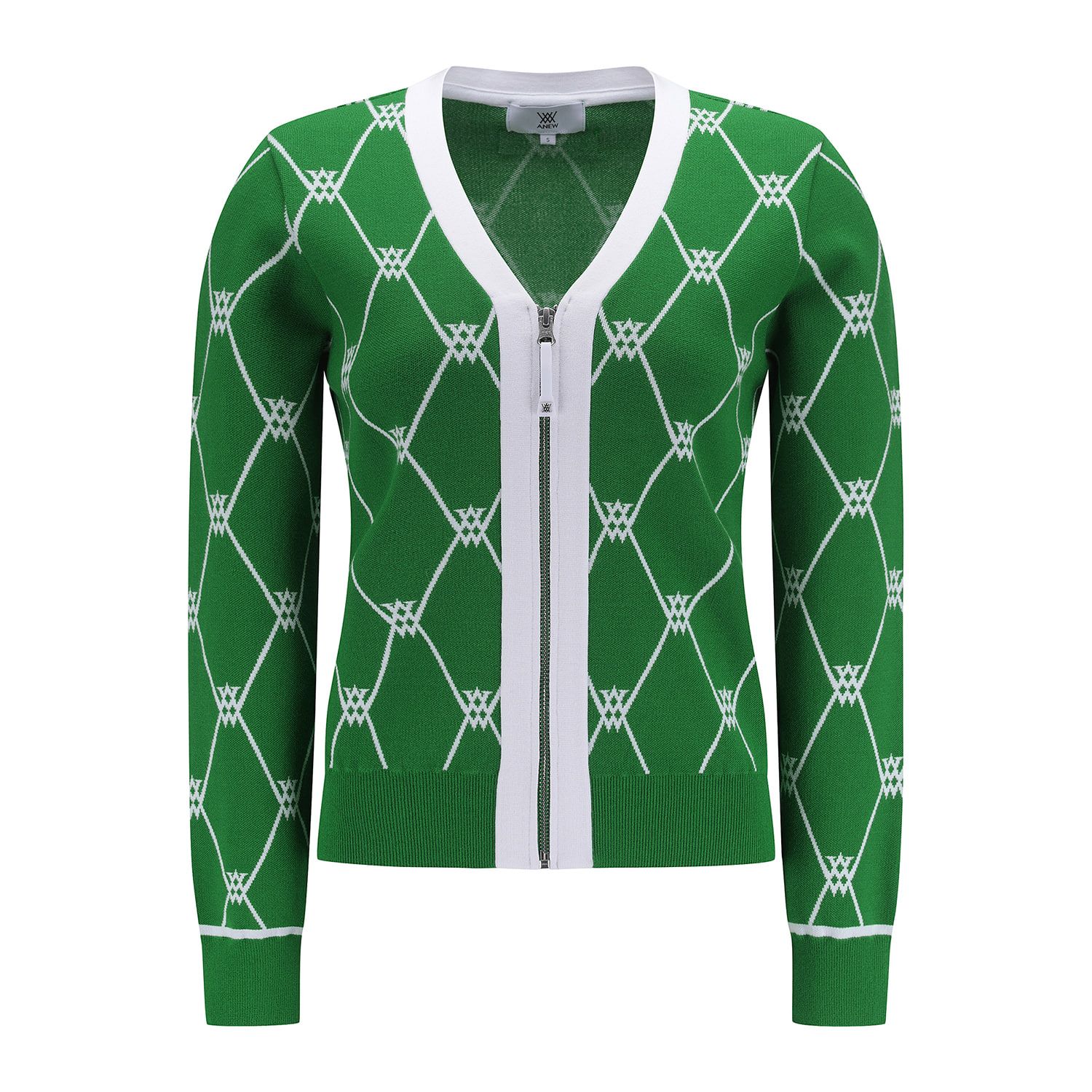 MUSINSA公式 | ANEW GOLF WOMEN MONOGRAM LOGO INTARSIA CARDIGAN_GN