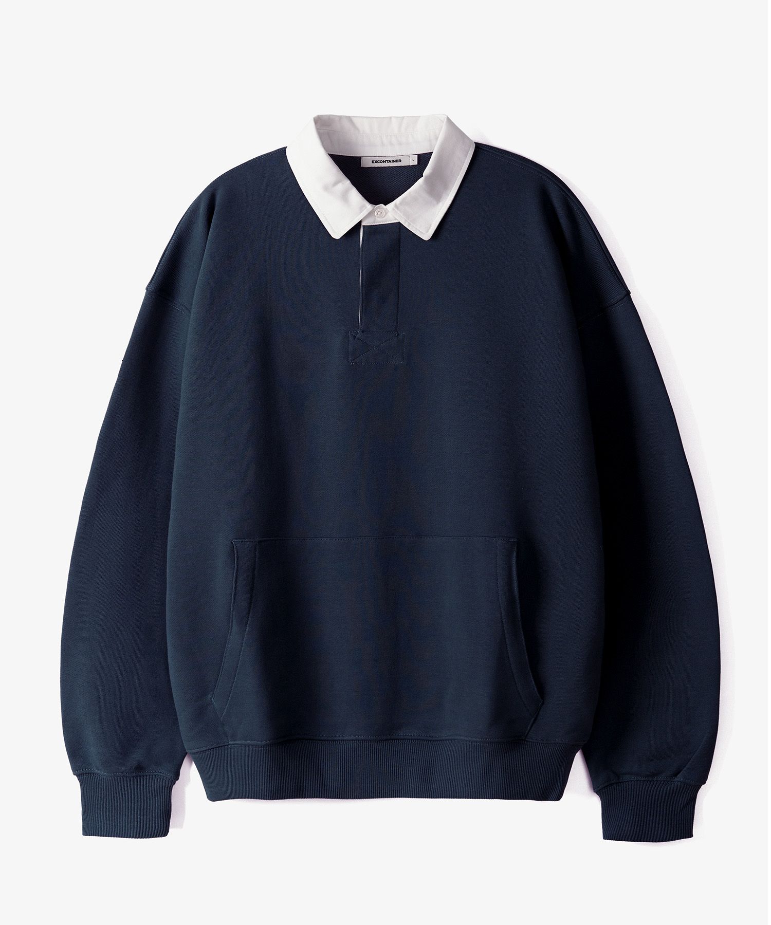 MUSINSA | EXCONTAINER Solid Rugby Sweat Shirt (4 COLOR)