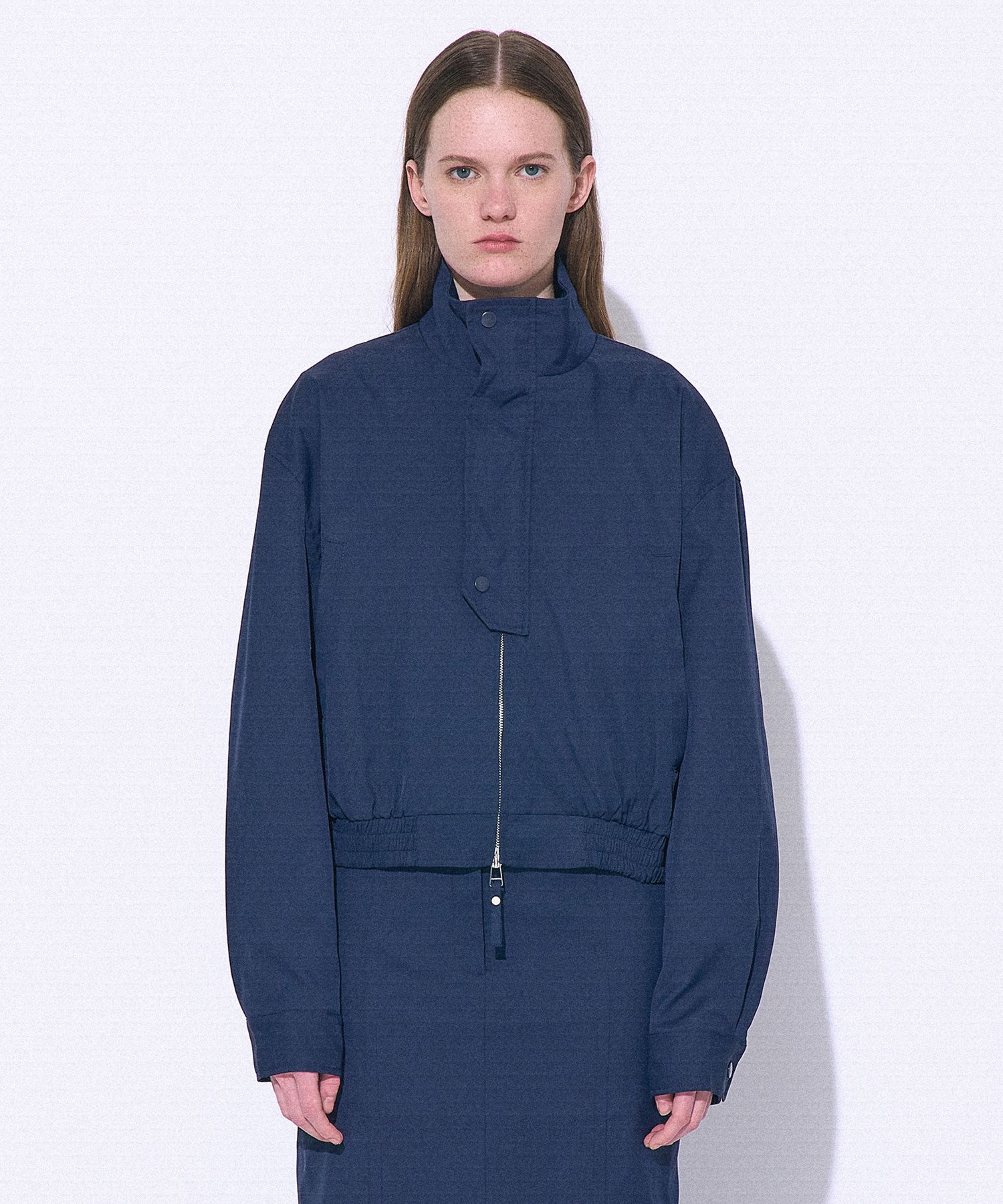 MUSINSA | PARTIMENTO WOMEN Classic Cropped Harrington Jacket_Navy