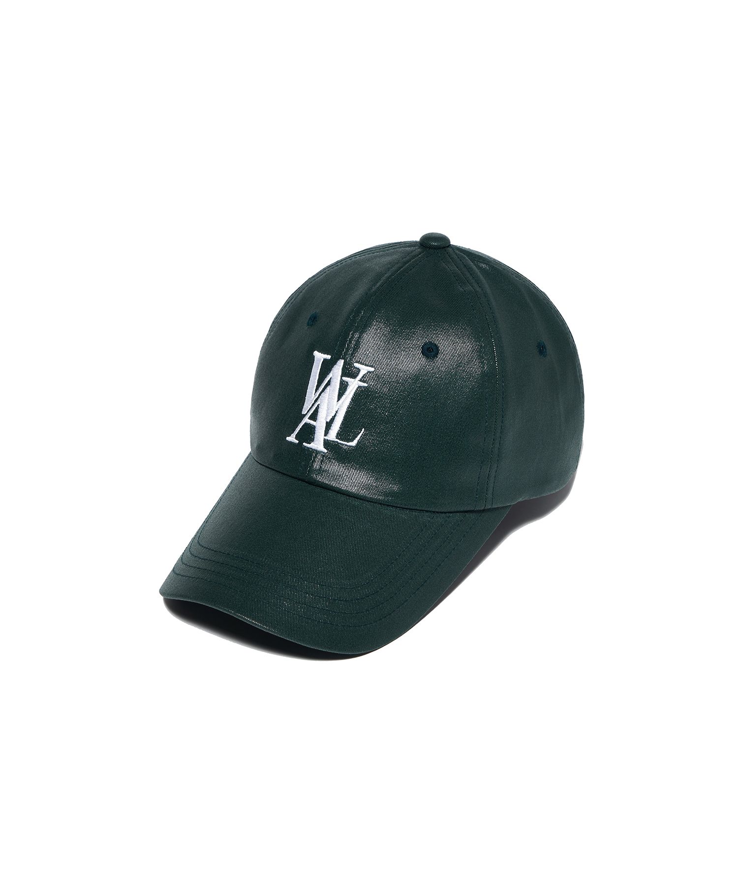 MUSINSA | WOOALONG Deep signature logo ball cap - Coated DARK GREEN