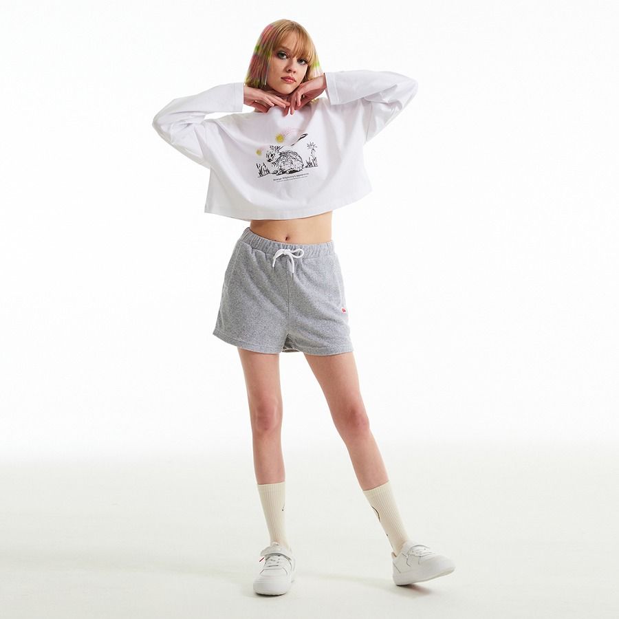 MUSINSA | KIRSH Cherry Shorts Terry Pants [Melange Gray]