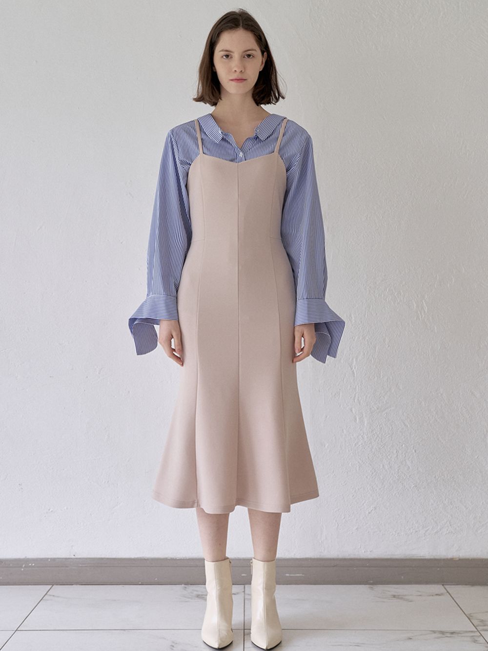 MUSINSA | AVANT-G Mermaid Span Layered Dress - BEIGE