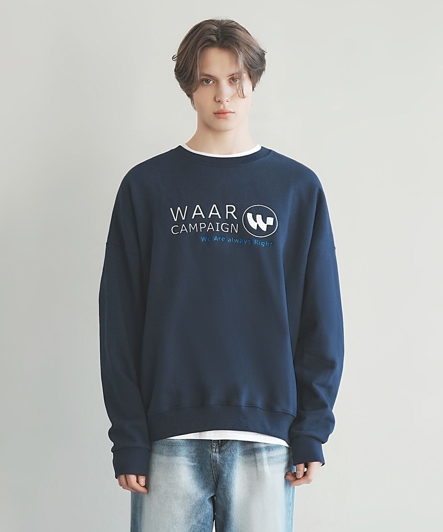MUSINSA | WAAR T1004 M Campaign Sweatshirt_Navy