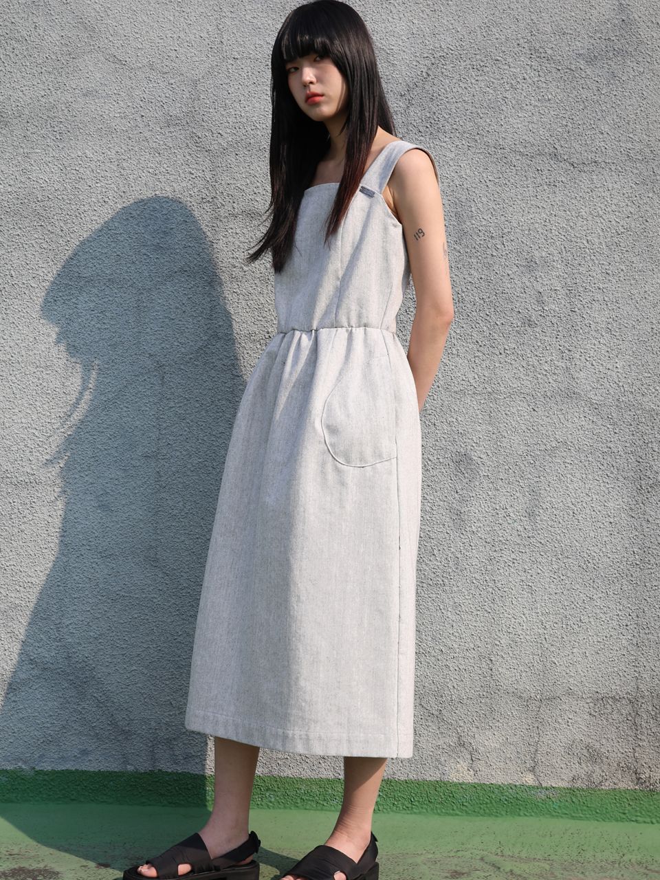 MUSINSA | SORRY, TOO MUCH LOVE Susanna Denim Dress_Grey