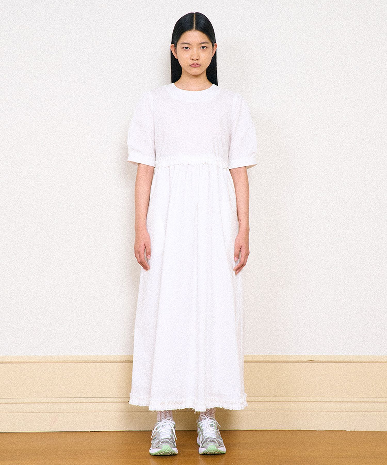 MUSINSA公式 | PARTIMENTO WOMEN Puff Sleeve Maxi Dress_White