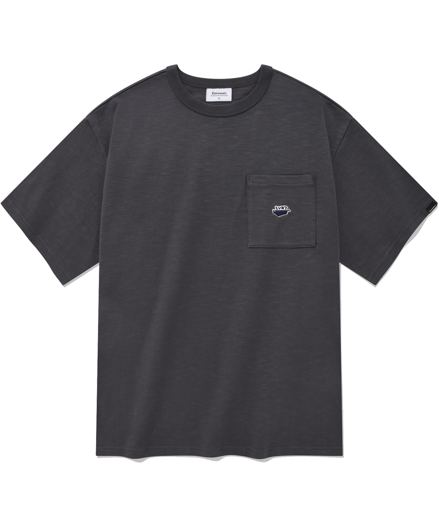 MUSINSA公式 | COVERNAT Whale Logo Slub T-Shirt Charcoal