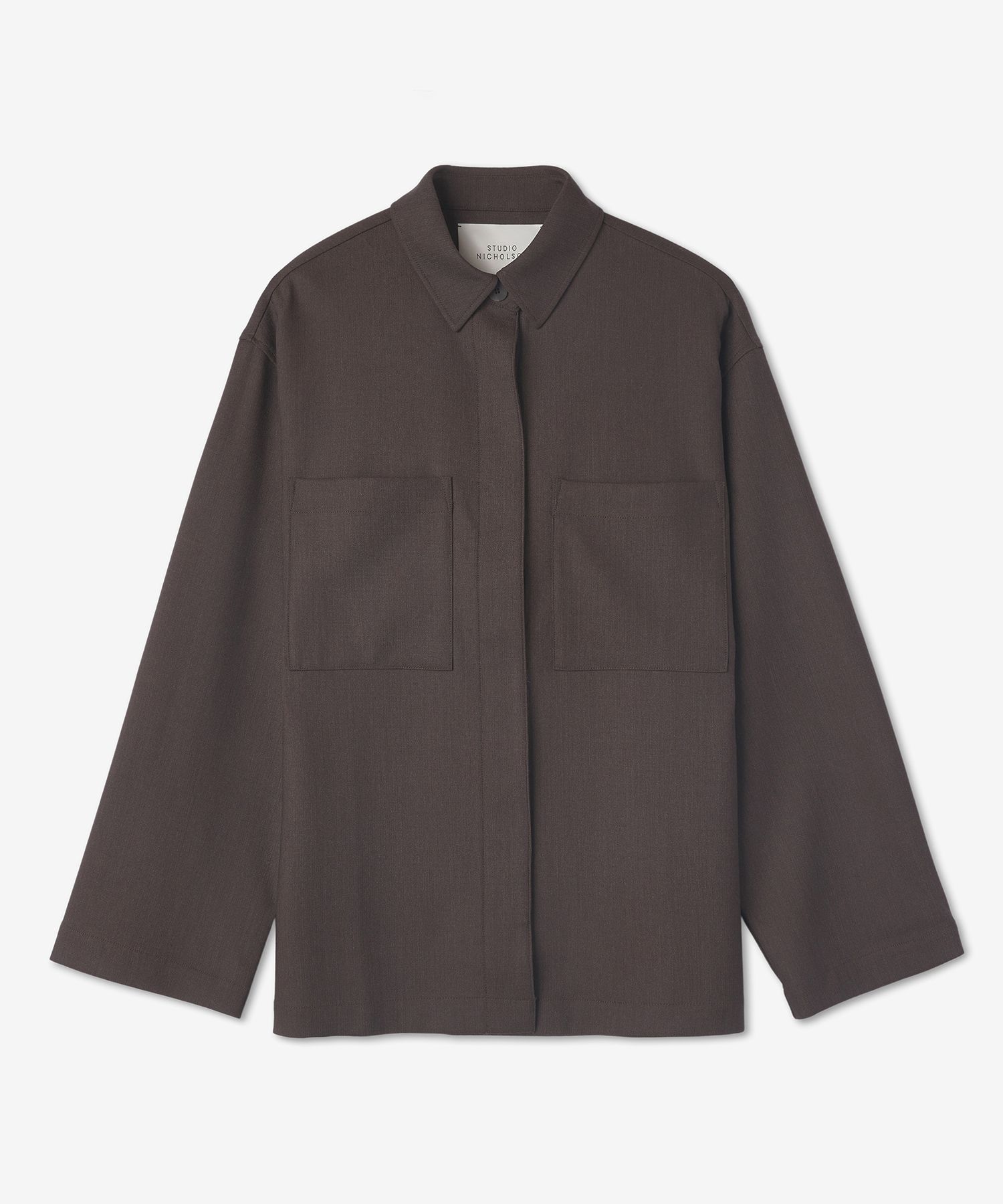 MUSINSA | STUDIO NICHOLSON Military Overshirt - Cocoa / CLAYSNW715COCOA