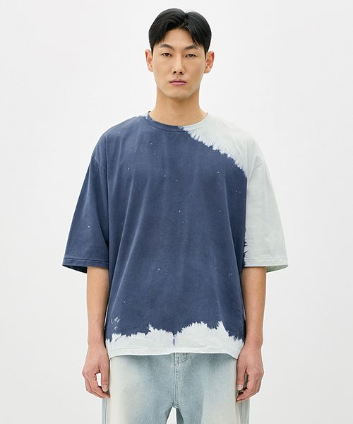 MUSINSA | ERRORS EXCEPTED SS022NDG Bleach Short Sleeve Tee (Indigo)