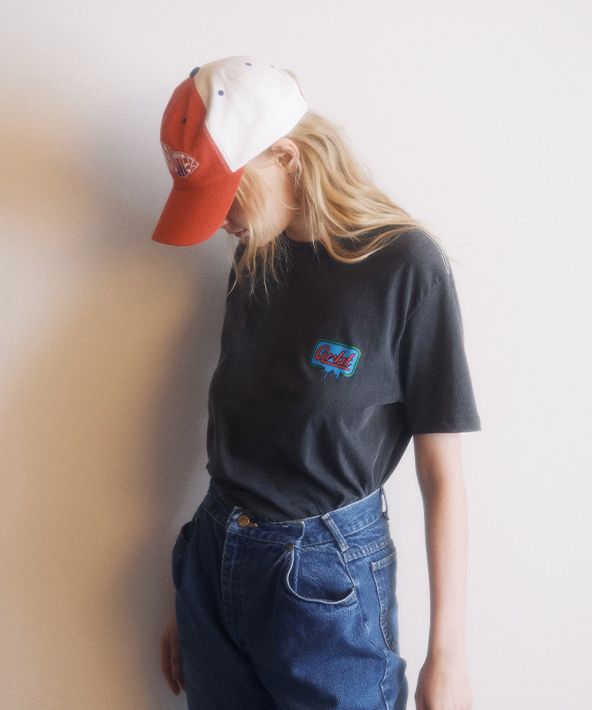 MUSINSA | GREENBUTTER Pigment Stitch Point Logo Tee (Charcoal)